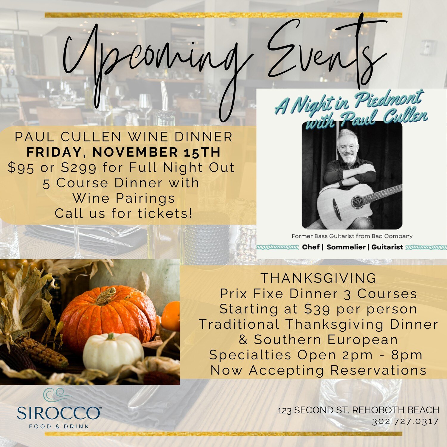 Menus | Sirocco Food & Drink